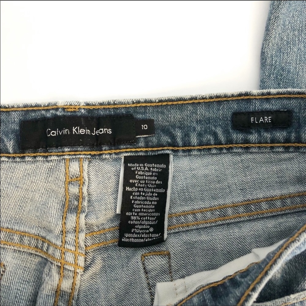 Calvin Klein 10 Flare Jeans Light Wash Leather Tag - Gem